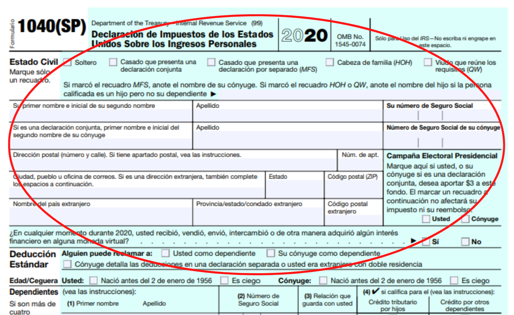 El formulario 1040 y sus variaciones