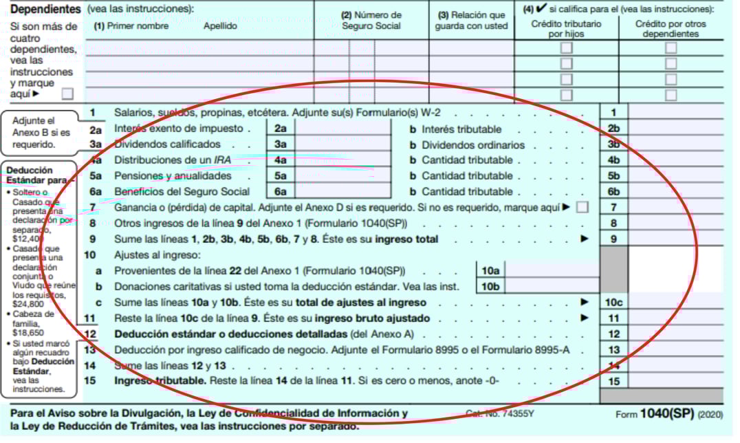El formulario 1040 y sus variaciones